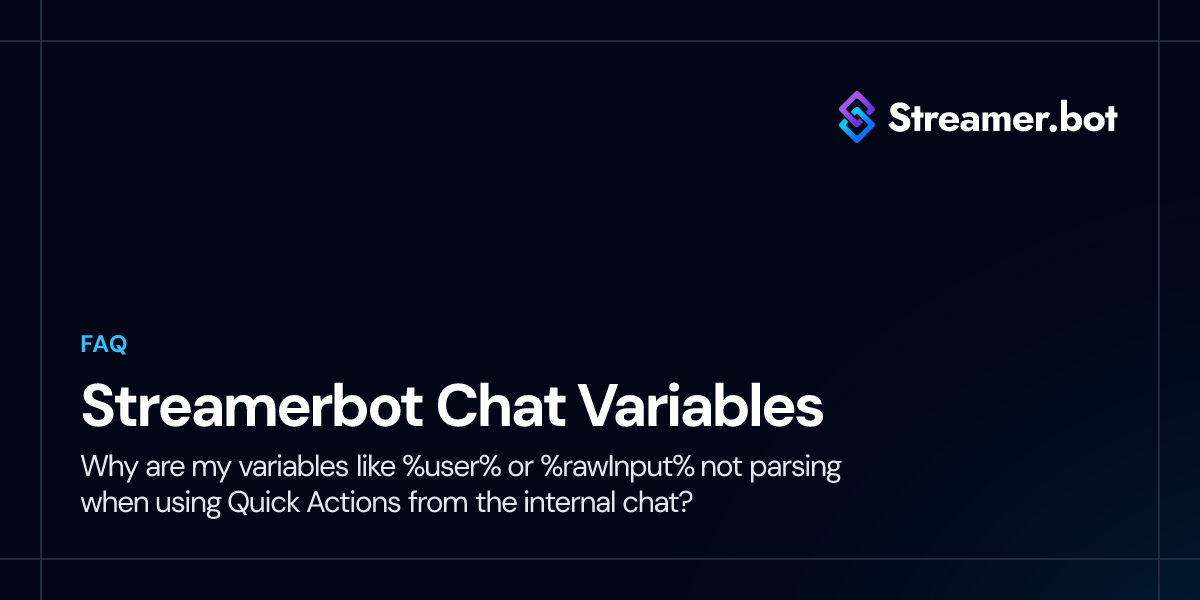 Streamerbot Chat Variables | Streamer.bot Docs
